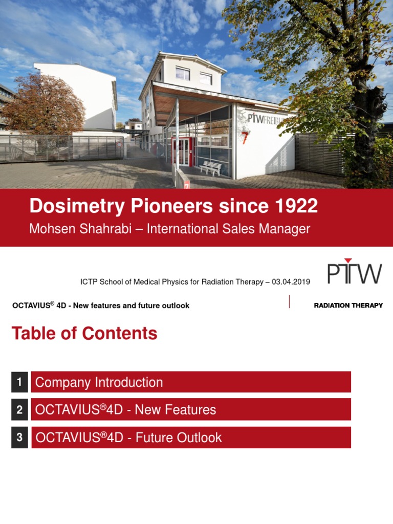PTW Presentation | PDF | Radiation Therapy | Dosimetry