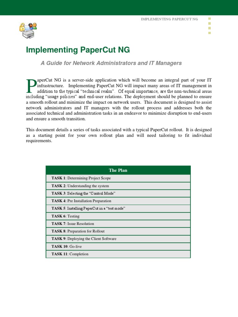 Implementing Papercut NG: A Guide For Network Administrators and It ...