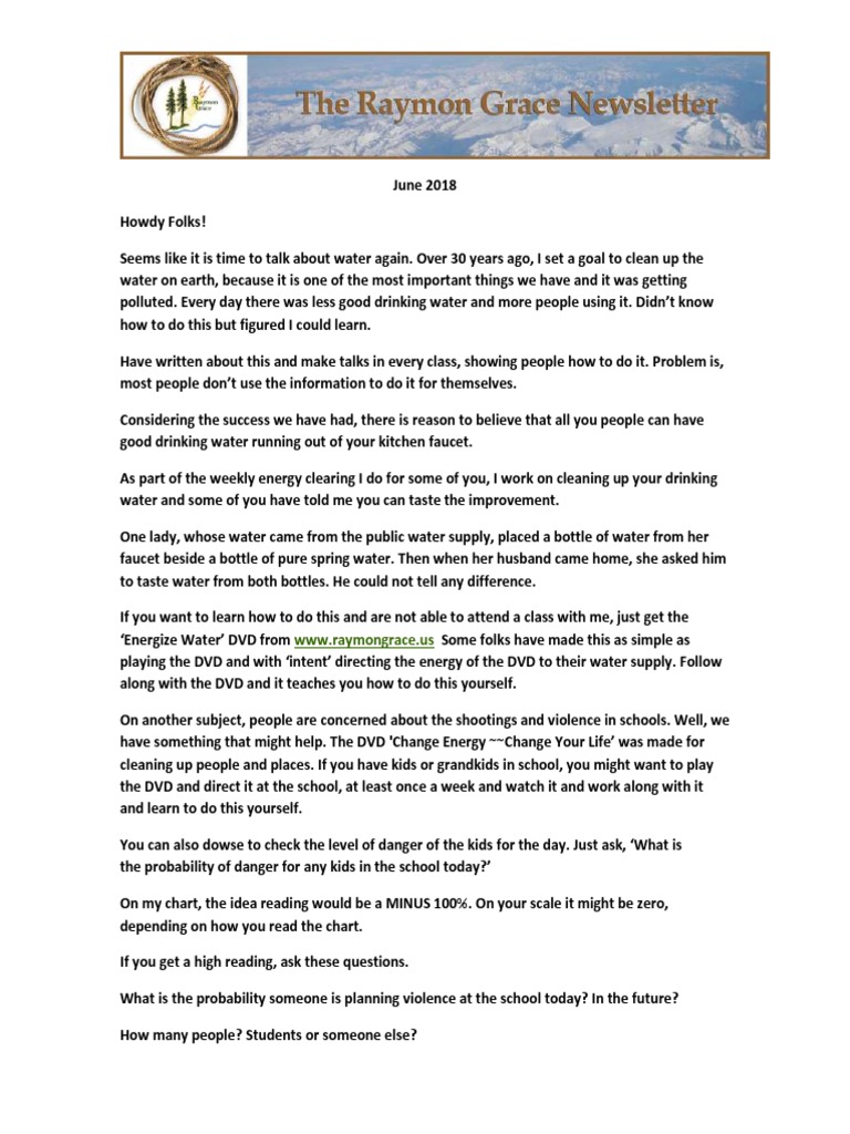 Raymon Grace June18newsletter | PDF | Drinking Water