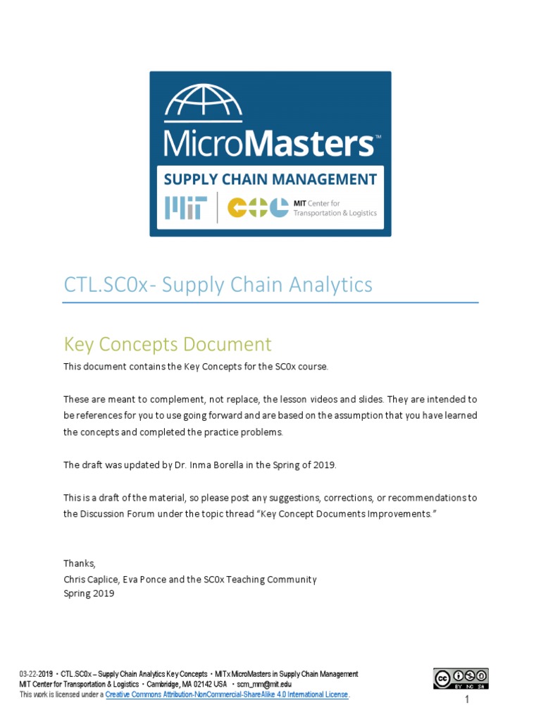 MITx SCX KeyConcept SC0x FV | PDF | Supply Chain | Standard Deviation