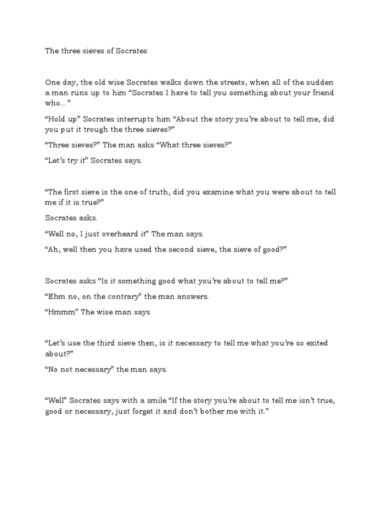 The Three Sieves of Socrates | PDF