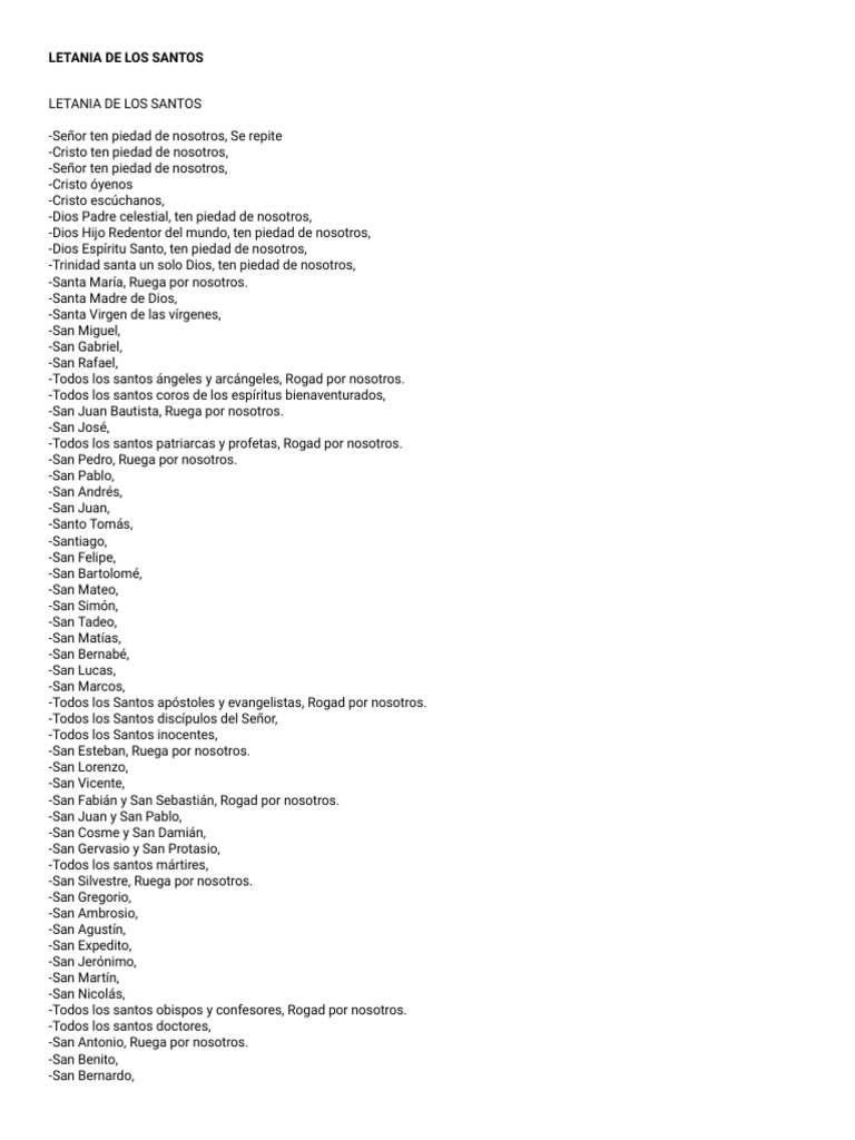Letania de Los Santos | PDF | María, madre de Jesús | Pecado