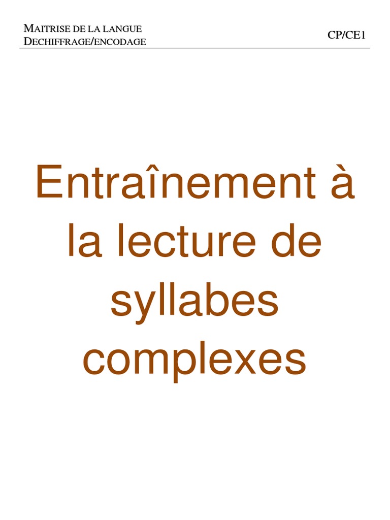Je Sais Lire - Les Syllabes Complexes (Fichier) | PDF