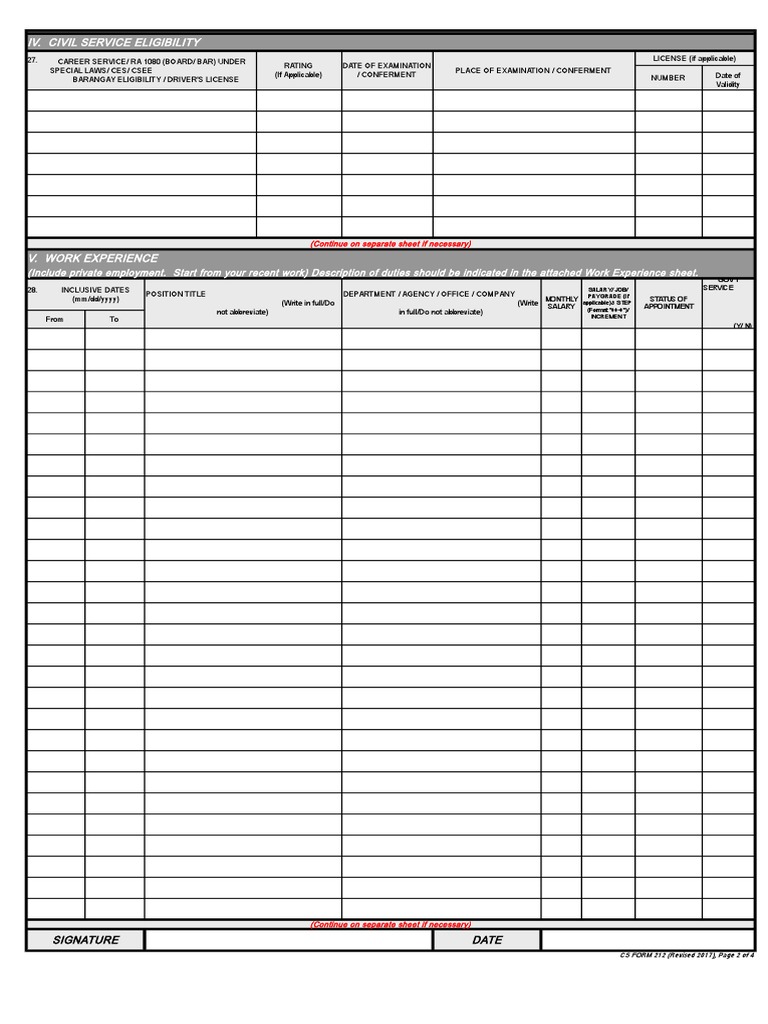 Civil Service Eligibility Form 2017 | PDF | Employment | Government