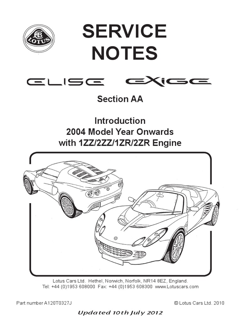 Lotus Elise - Service-Notes | PDF | Vehicle Technology | Vehicle Parts