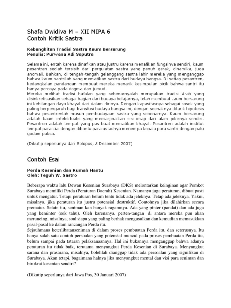 Contoh Esai & Kritik | PDF