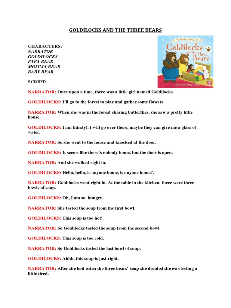 Story Script | PDF | Goldilocks And The Three Bears | Little Red Riding ...