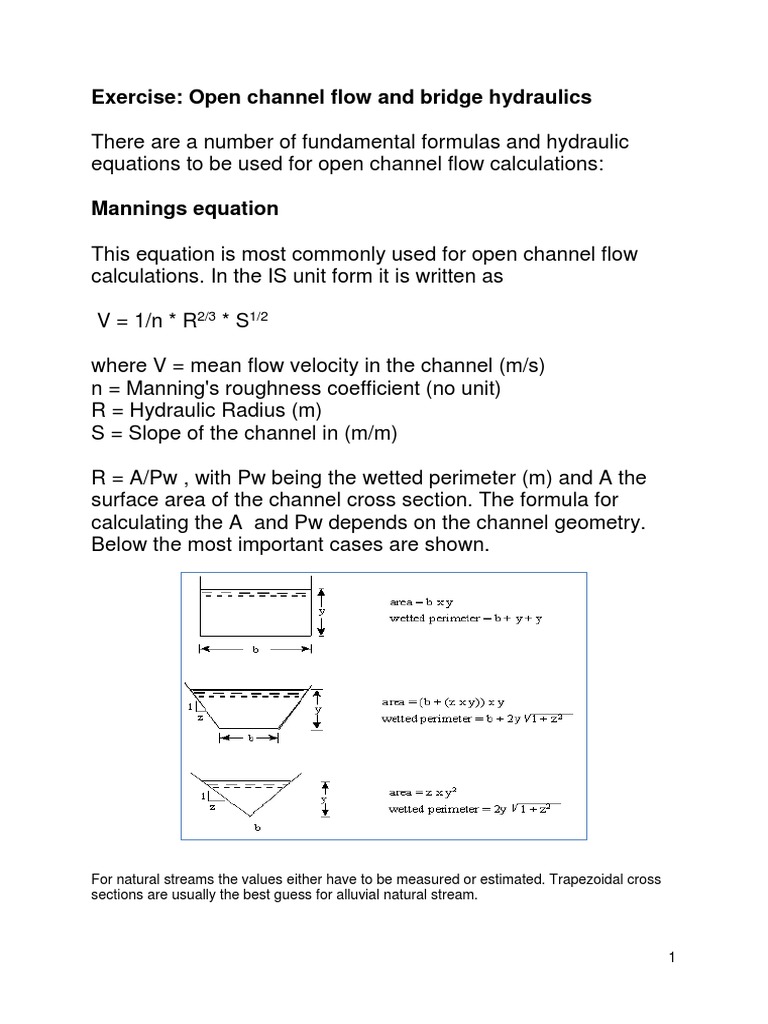 Exercise Open Channel Flow | PDF | Masonry | Civil Engineering