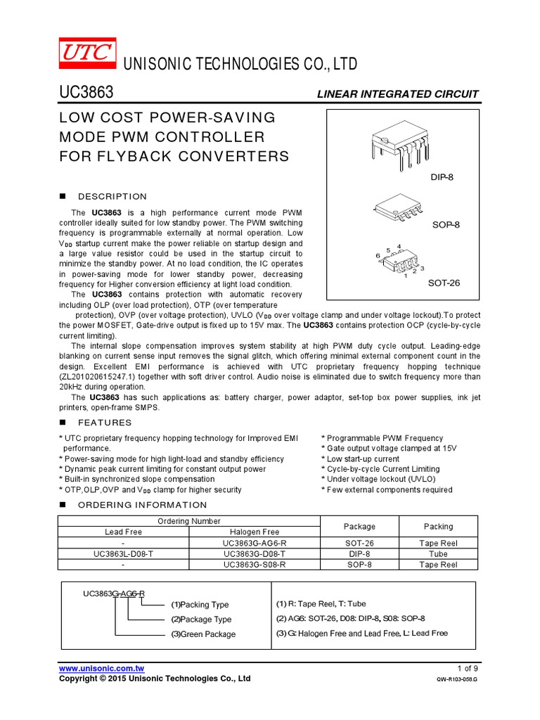 Uc3863 Utc U863 PDF | PDF | Power Supply | Mosfet