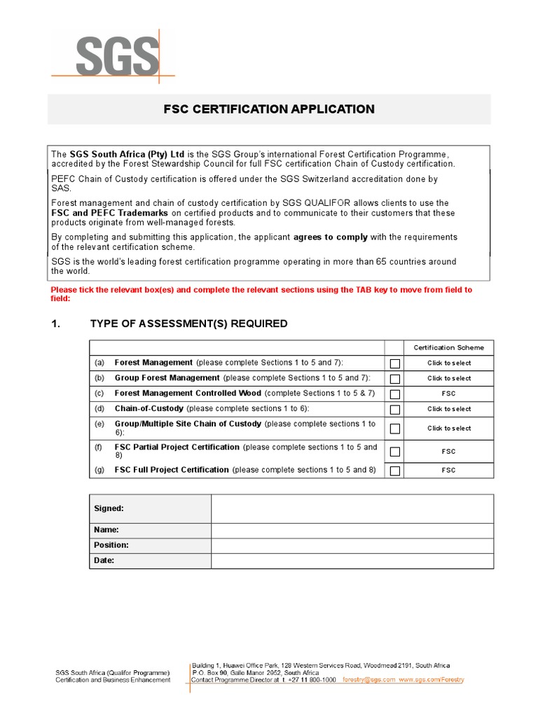 AD 13 - SGS - Forestry Certification Application Form | PDF | Forest ...