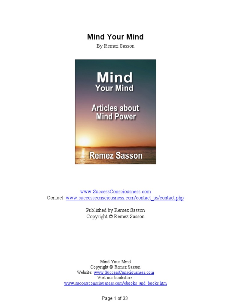 Mind-Your-Mind (Pdfstuff - Blogspot.com) PDF | PDF | Business