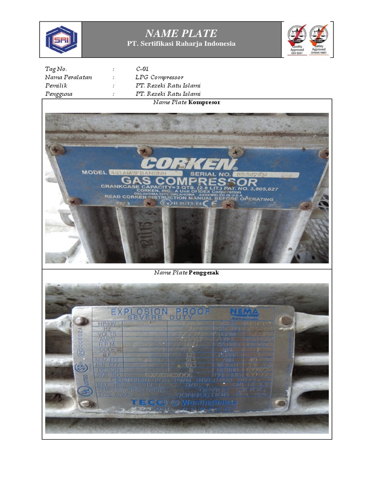Name Plate Compressor PDF | PDF
