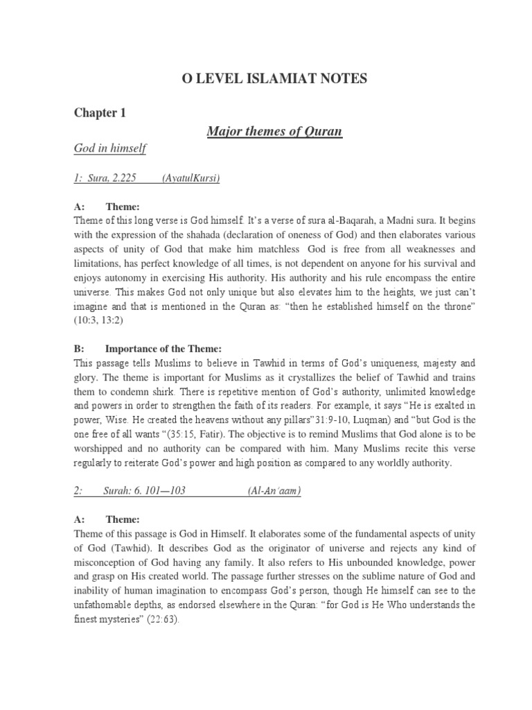 O Level Islamiat: Key Themes of Tawhid | PDF | Prophets And Messengers ...