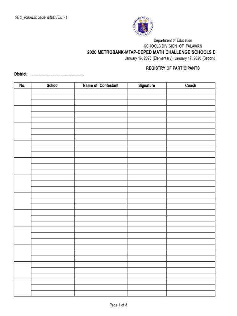 SDO - Palawan 2020 MMC Forms | PDF | Learning
