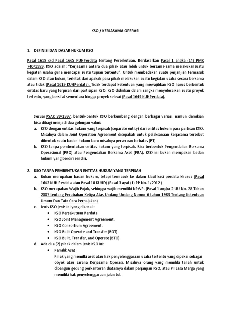 KSO | PDF | Pengelolaan Keuangan & Uang