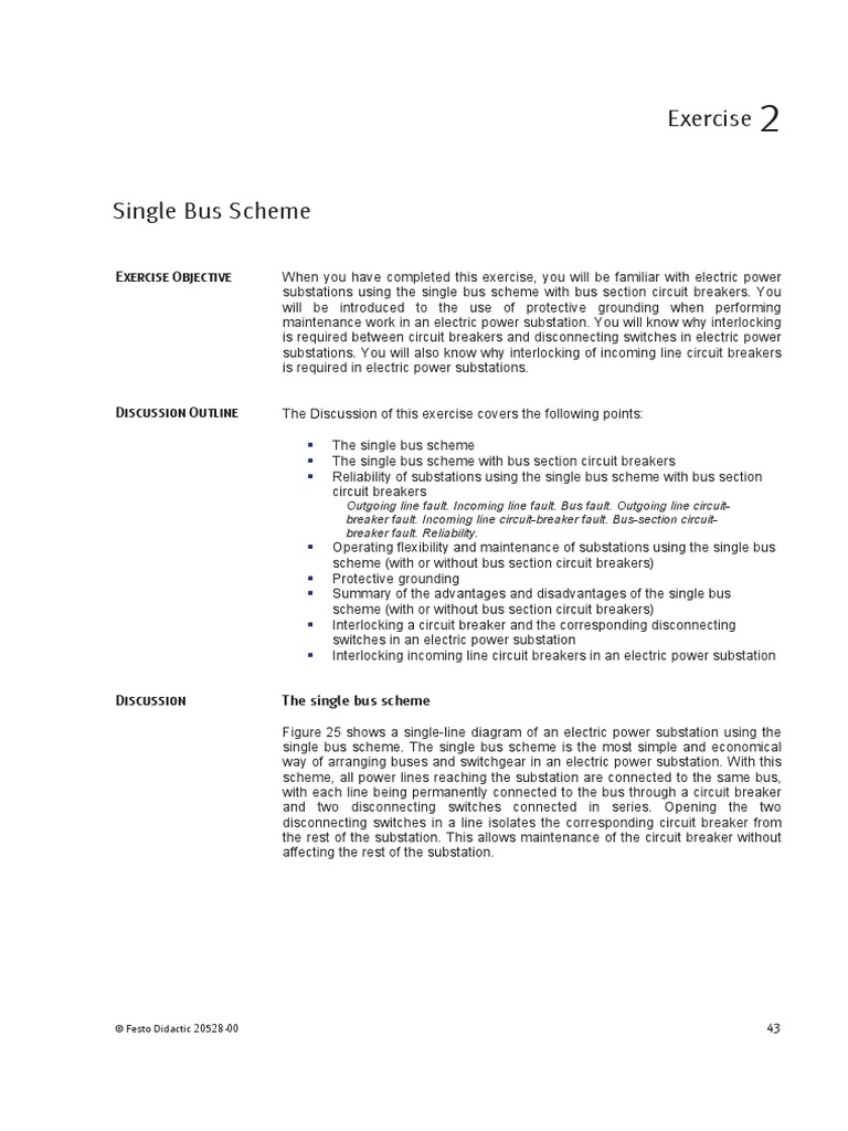 Substation Single Bus Scheme With Bus Section Circuit Breakers PDF ...