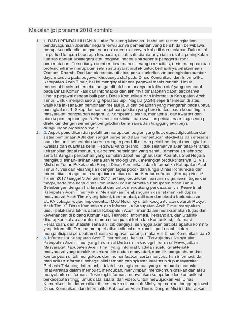 Makalah JPT Pratama 2018 Kominfo | PDF | Bisnis