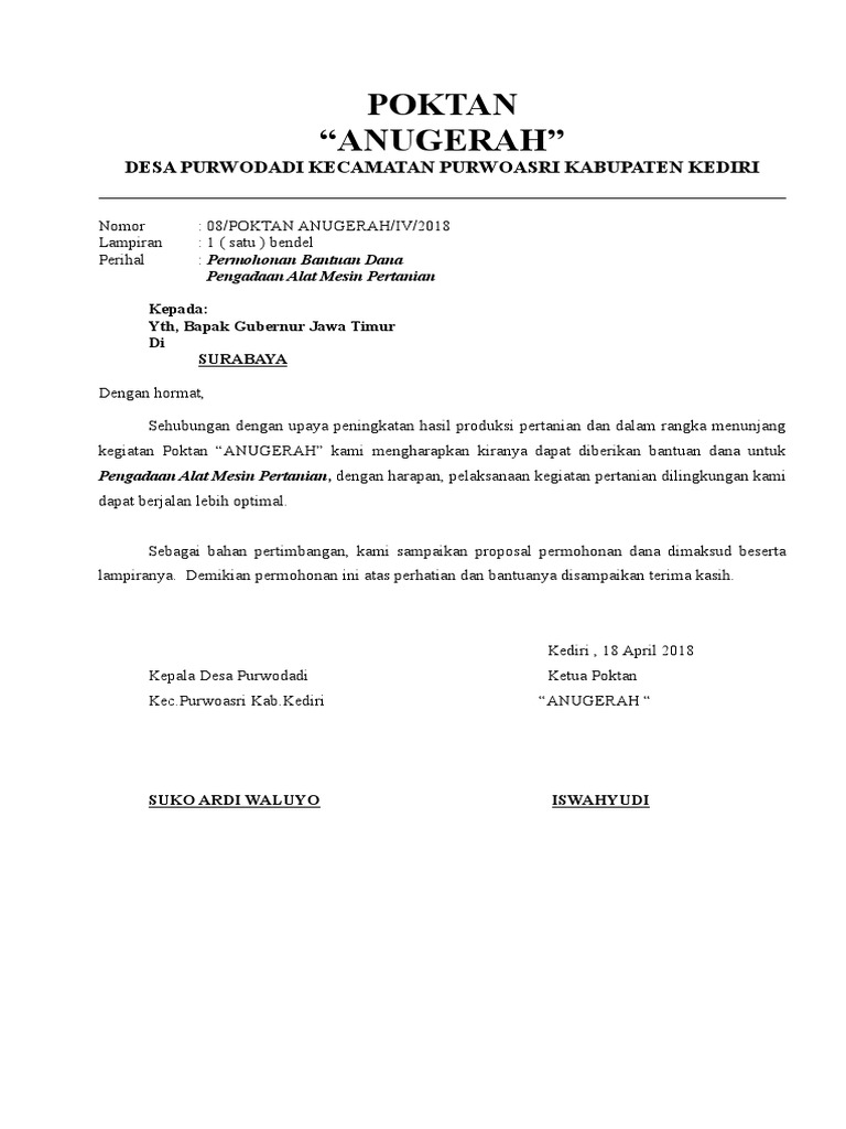 Contoh Proposal Pengajuan Alat Pertanian | PDF