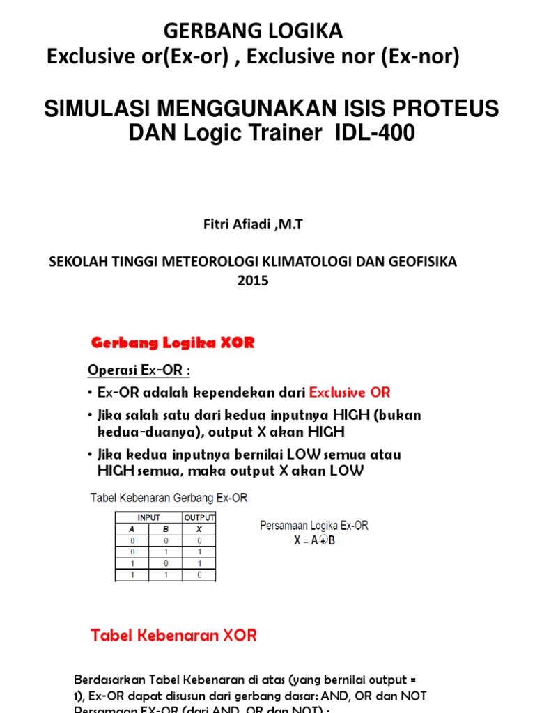 Tabel Kebenaran Gerbang XOR dan XNOR | PDF | Sains & Matematika | Komputer