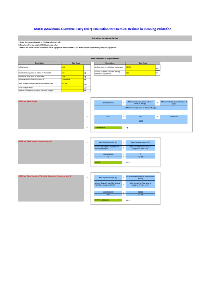 MACO Calculation | Download Free PDF | Parts Per Notation | Applied And ...