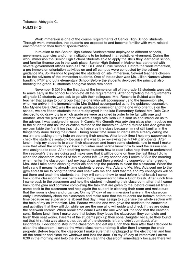 A Week in the Classroom: A Senior High School Student's Experience with ...