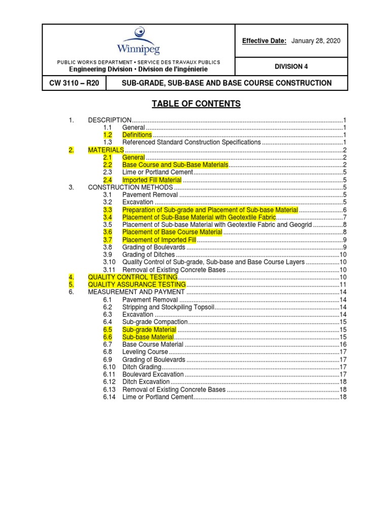 Sub-Grade, Sub-Base and Base Course Construction | PDF | Construction ...
