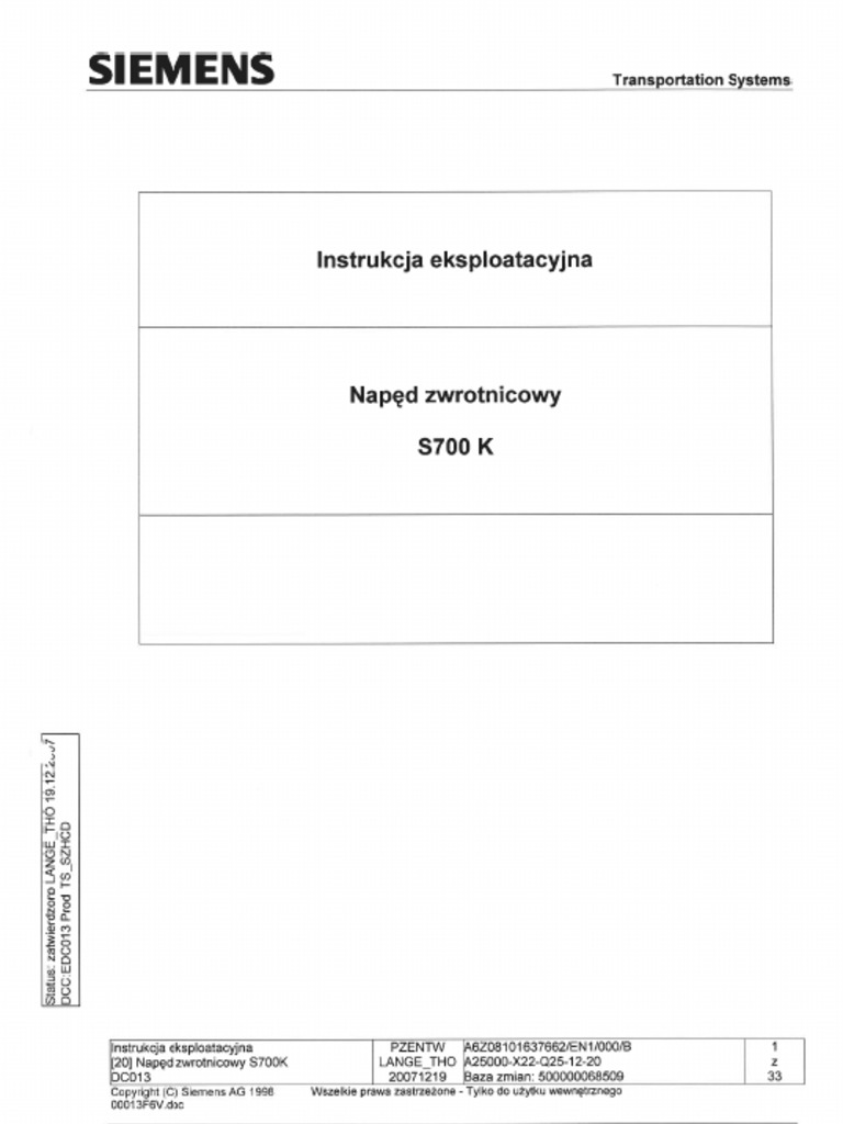 Instrukcja Eksploat S700K | PDF
