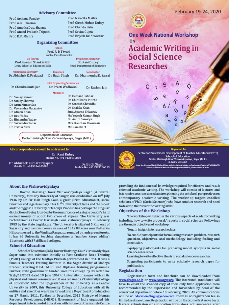 Academic Writing Workshop for Social Sciences | PDF | University ...