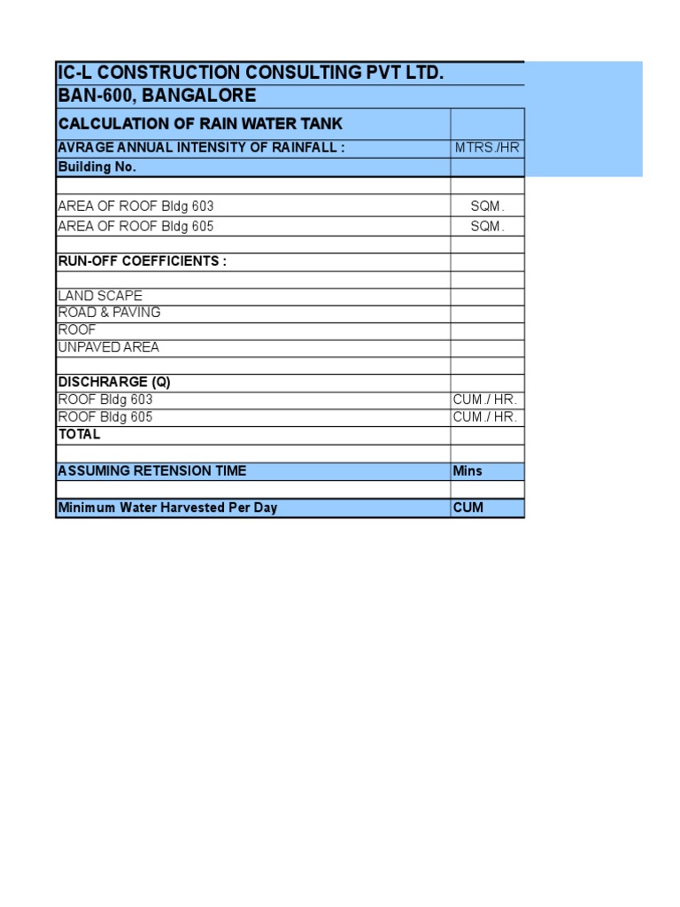 Rain Water Calculation For Bldgs | PDF | Precipitation | Rain