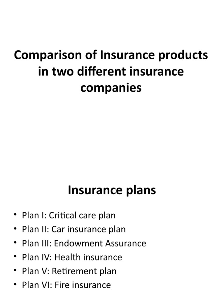 Comparison of Insurance Products in Two Different Insurance | PDF ...