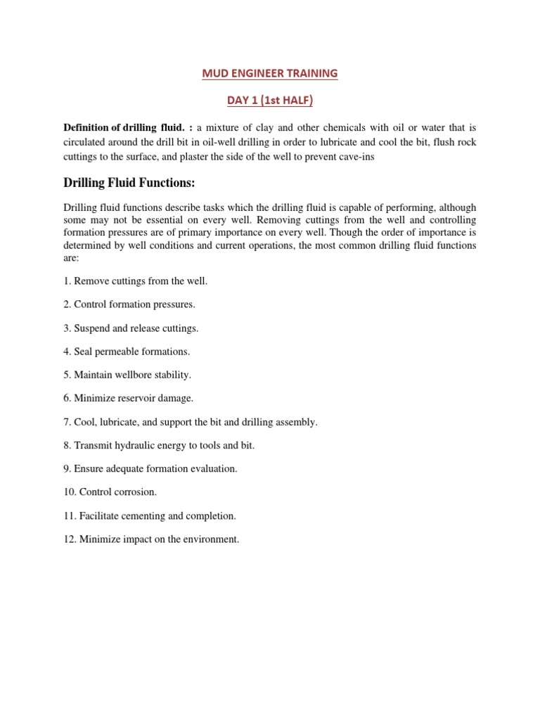 Mud Engineer Training | Download Free PDF | Oil Well | Chemistry