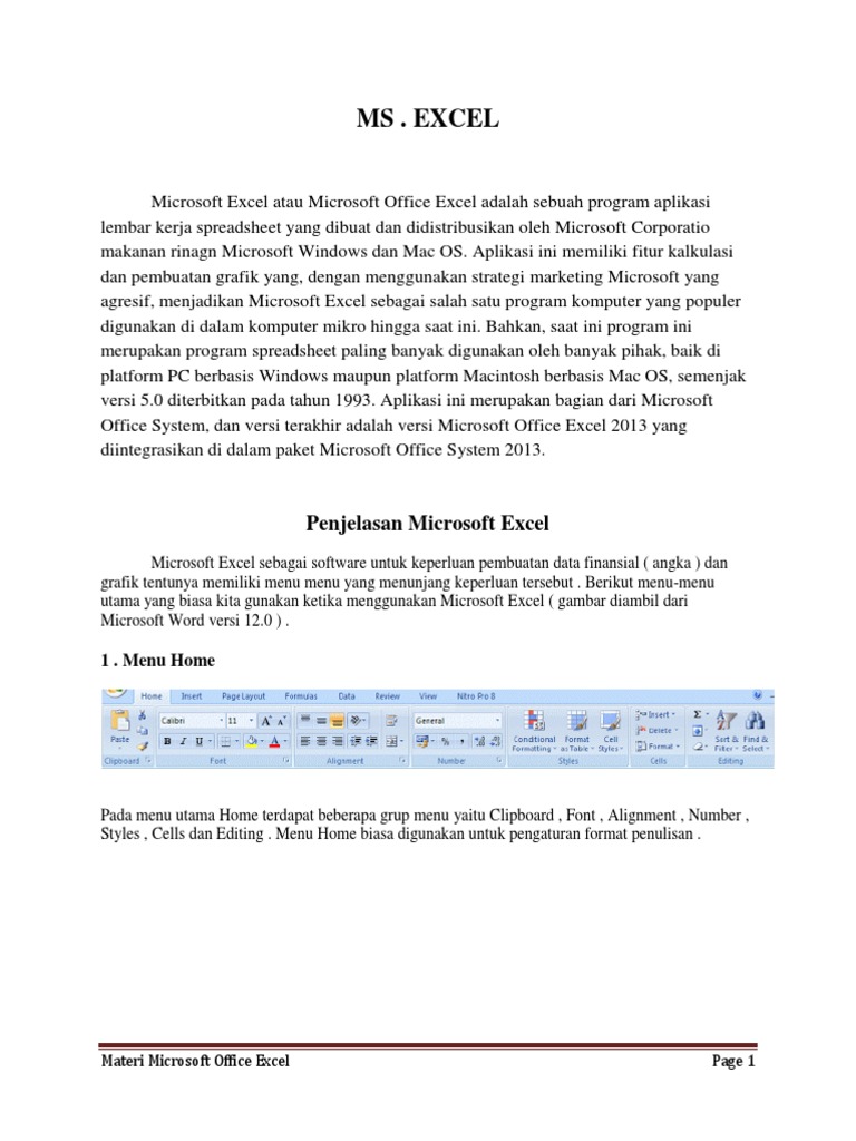 Materi Microsoft Office Excel | PDF