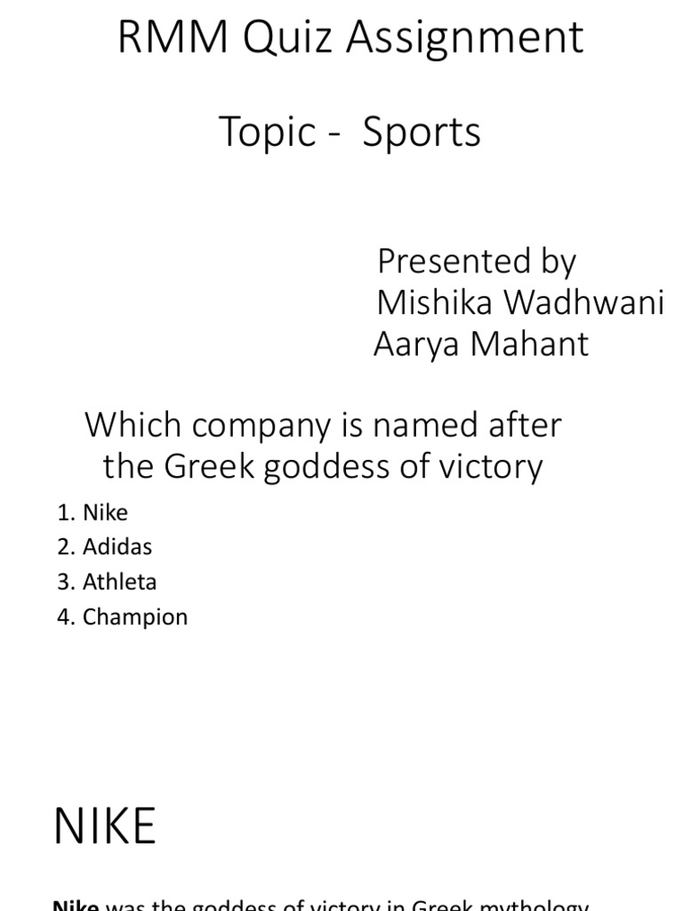 RMM Quiz Assignment | PDF | Nike | Adidas