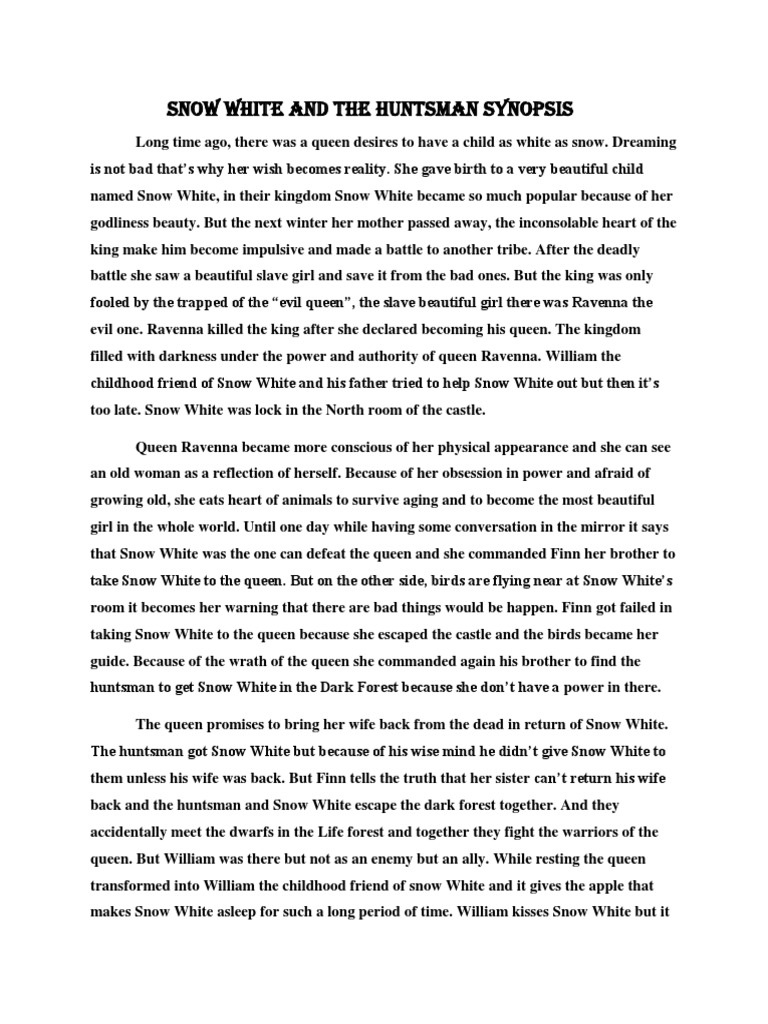 Snow White and The Huntsman Synopsis | PDF | Snow White