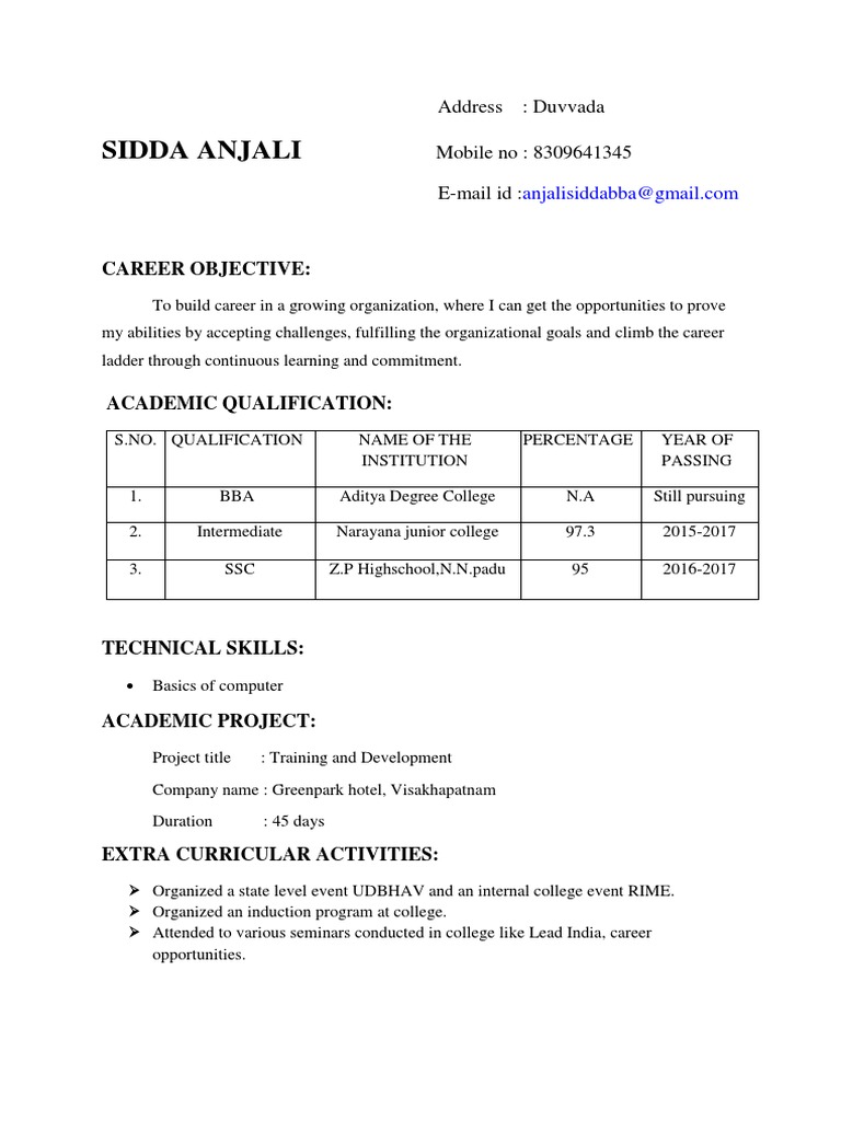 Anjali Resume | PDF | Behavior Modification | Learning