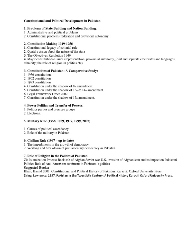 Issues in Pakistan's Constitutional Development | PDF | Social Science