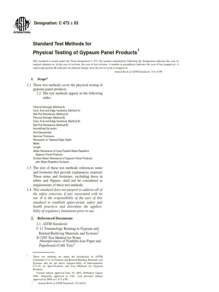 Astm C473 03 | PDF | Materials | Applied And Interdisciplinary Physics