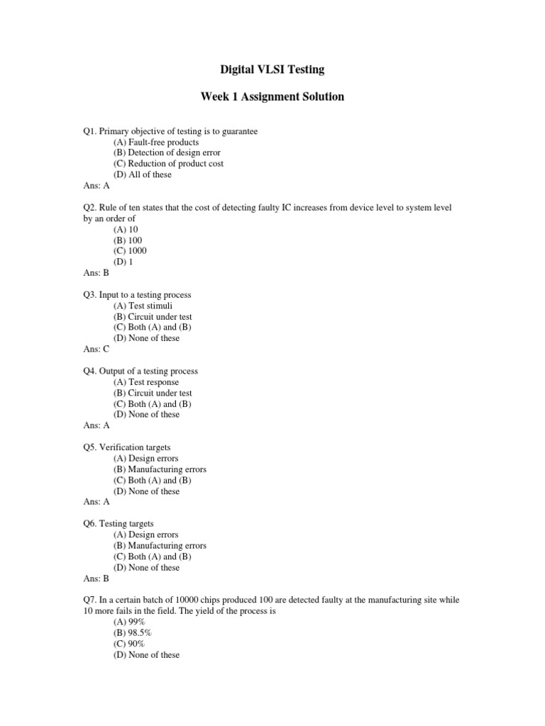 Digital VLSI Testing Assignment Solutions | PDF | System On A Chip ... Digital VLSI Testing Assignment Solutions | PDF | System On A Chip ...