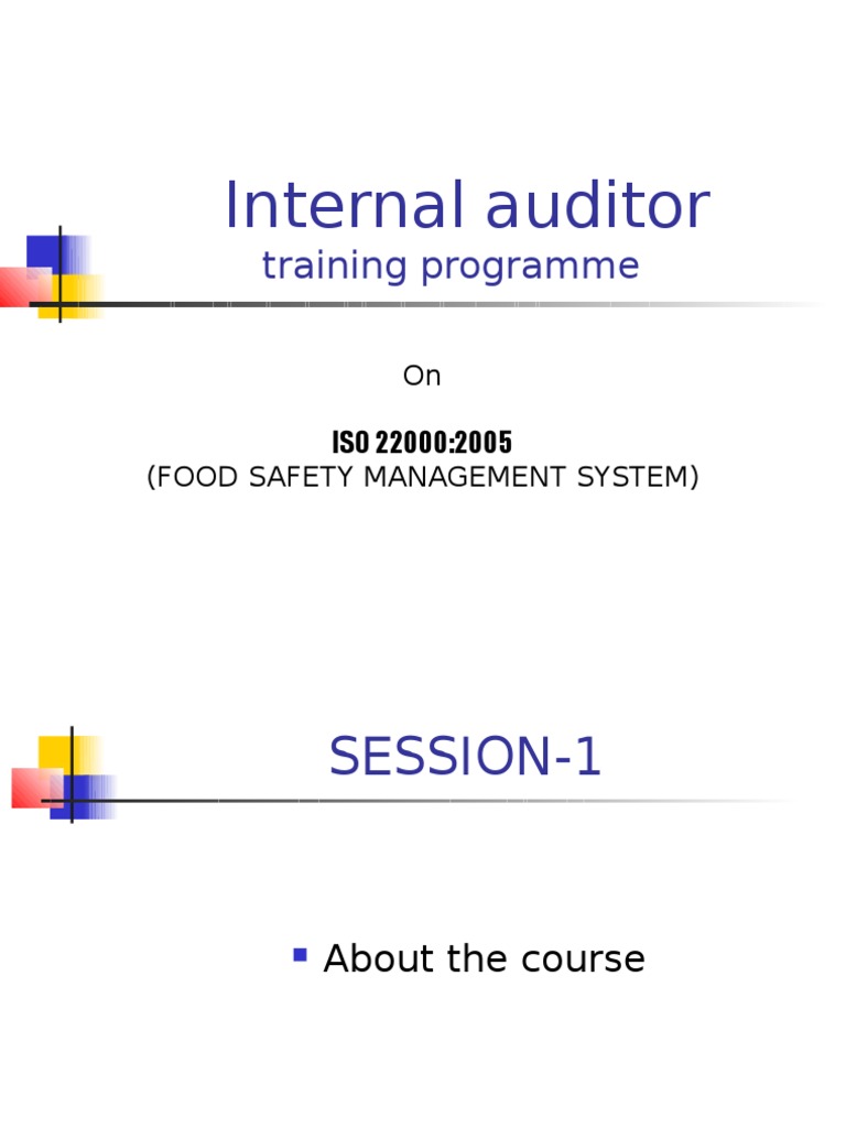 Internal Auditor Training Programme on ISO 22000:2005 Food Safety ...