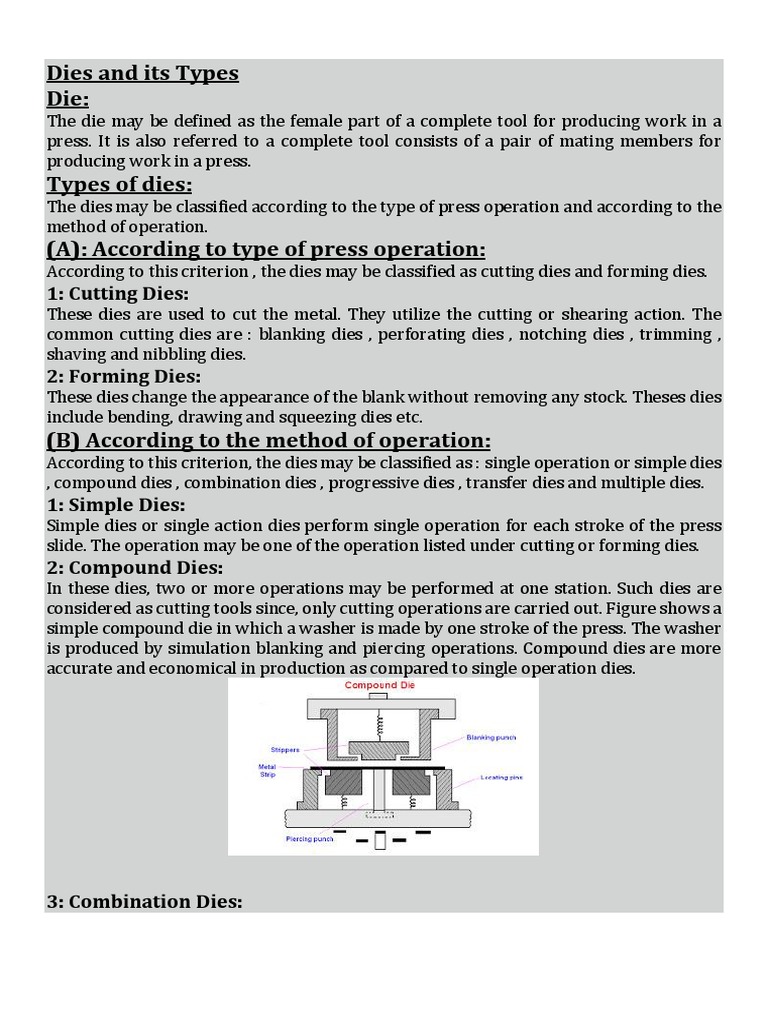 Dies and Its Types | PDF | Industrial Processes | Metalworking