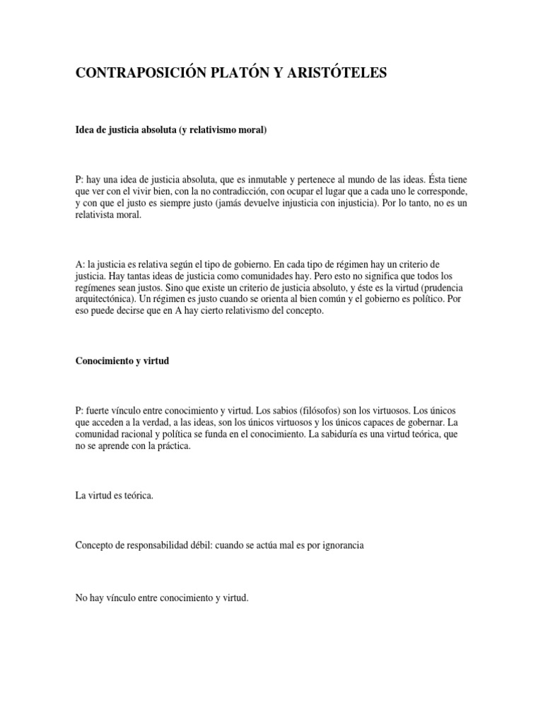 Contraposición Platón-Aristóteles | PDF | Justicia | Crimen y violencia