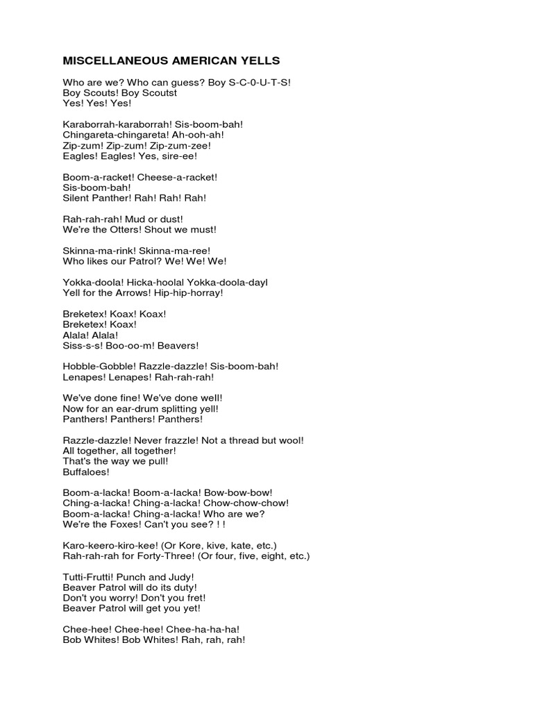 BSP Yells | PDF | Youth Movements | Scouting