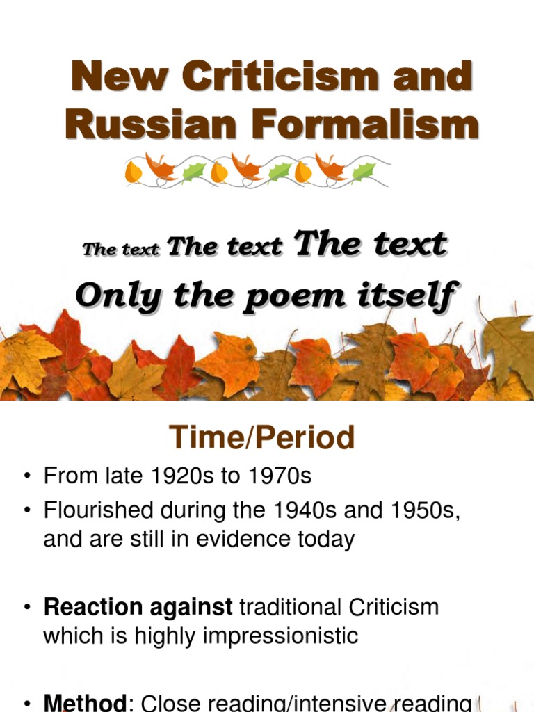 New Criticism and Formalism.ppt | Literary Criticism | Literary Theory