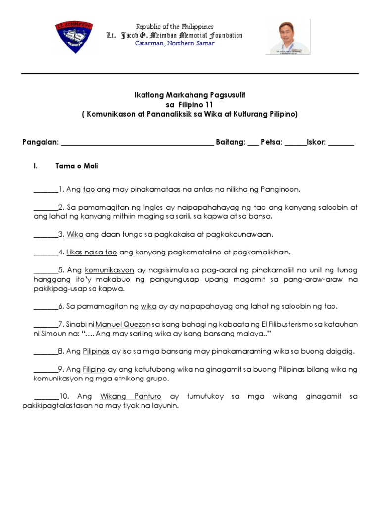 Filipino GRADE 11 JJ - NEW | PDF