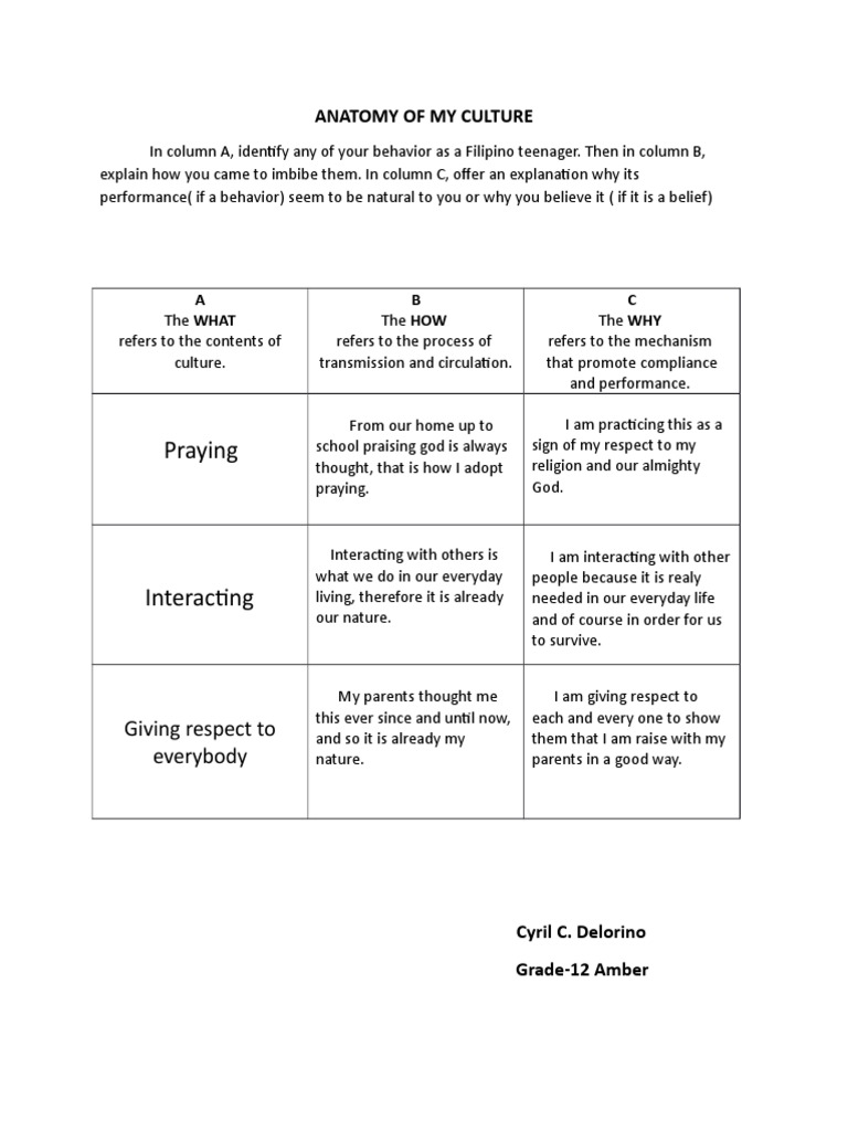 Anatomy of My Culture | PDF | Behavior | Cognitive Science