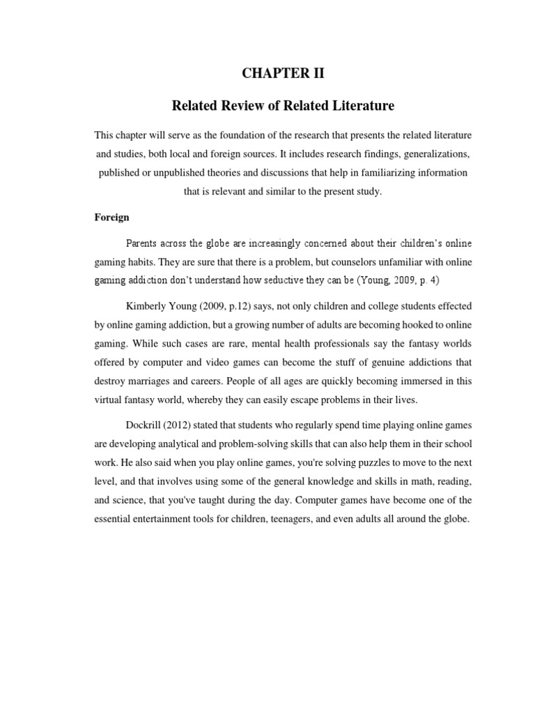 Understanding the Impact of Online Gaming: A Review of Related ...