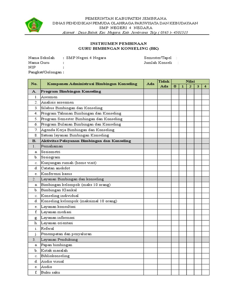 Instrumen Supervisi K13 Revisi 2019-2020 | PDF