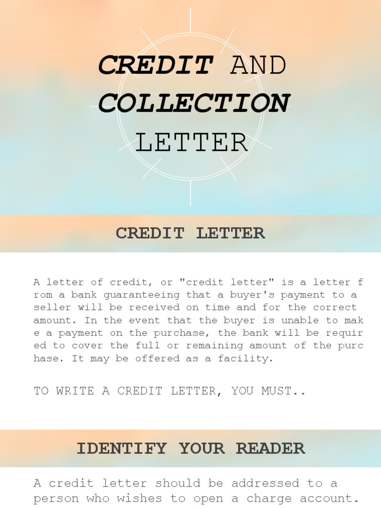 Credit and Collection Letter Guide | PDF | Credit Card | Letter Of Credit