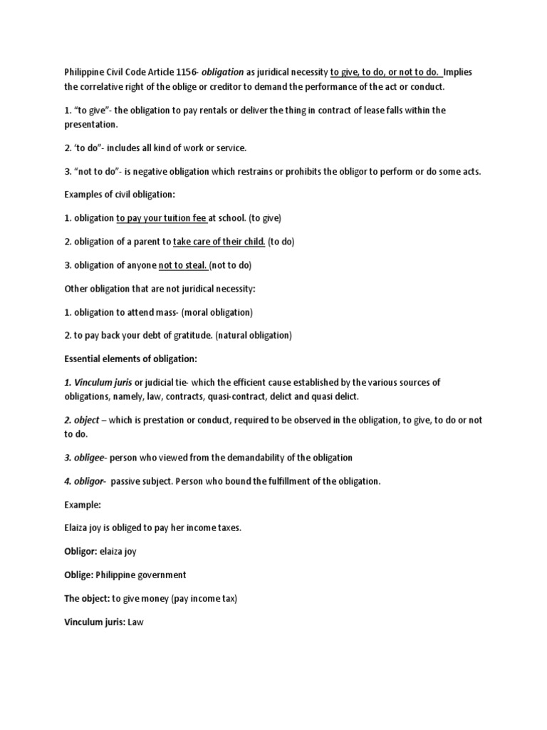 Philippine Civil Code Article 1156 | PDF