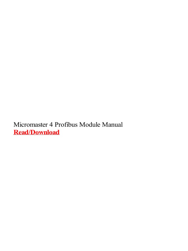 Micromaster 4 Profibus Module Manual Re1 | PDF | Electrical Engineering ...